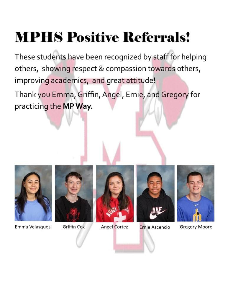 Positive Referral Recipients | Marysville Pilchuck High School